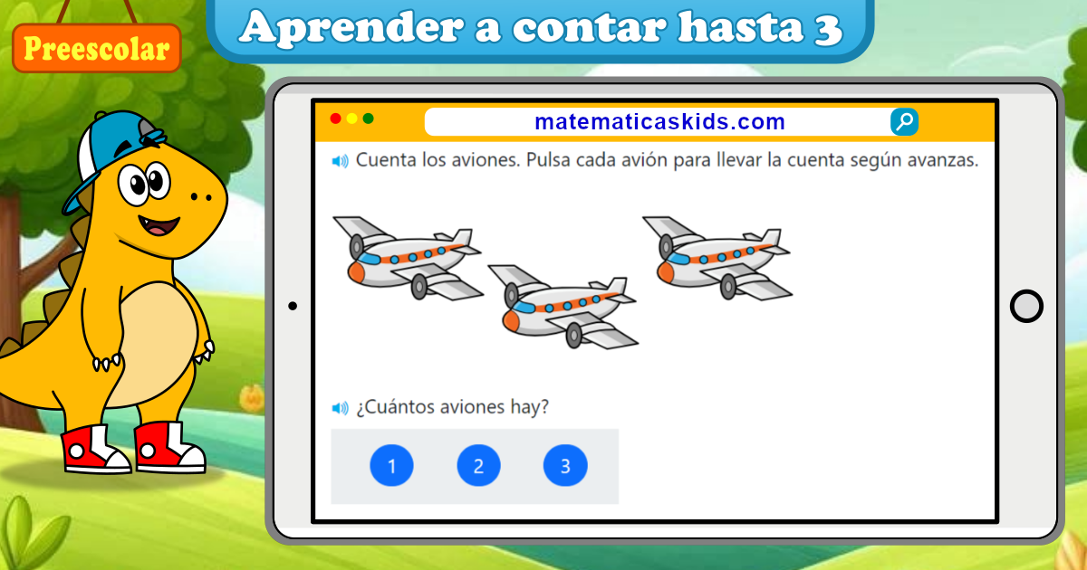 Aprender a contar hasta 3 - Matemáticas de Preescolar