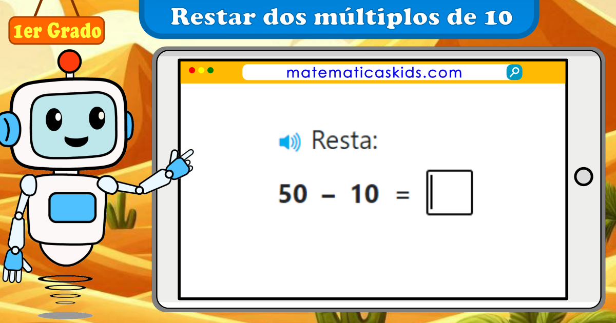 Restar dos múltiplos de 10 - Matemáticas de Primer grado