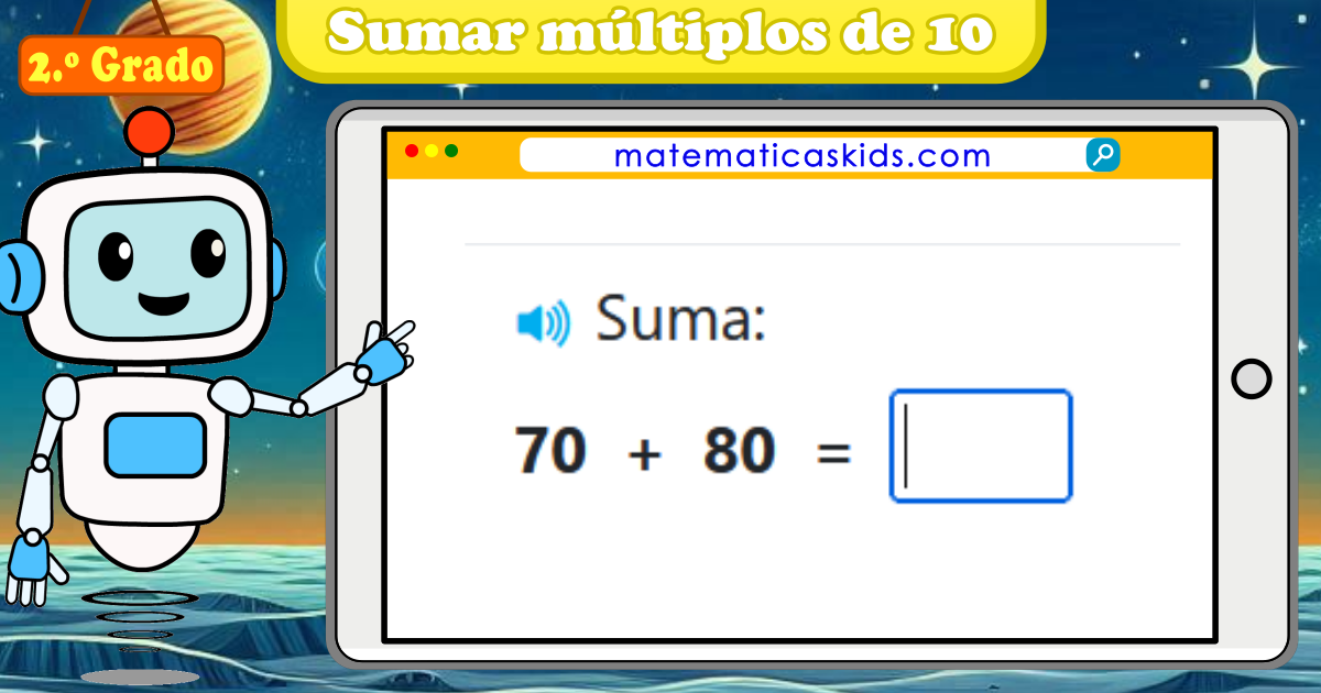 Sumar múltiplos de 10 - Matemáticas de Segundo Grado
